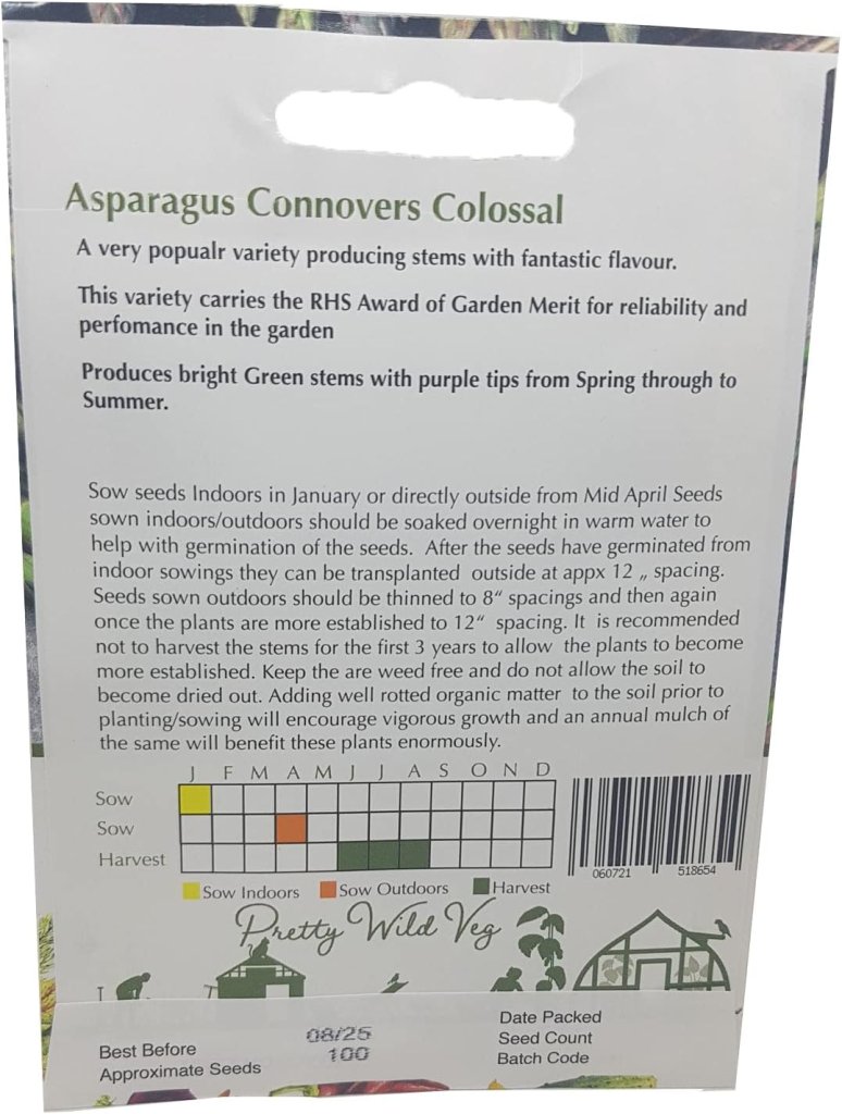Pictorial Asparagus Connovers Colossal - Budget Seeds